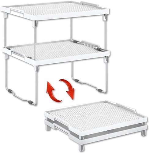 Amazon.com - ums Plastic Kitchen Cabinet Shelf Organizer, Stackable ...