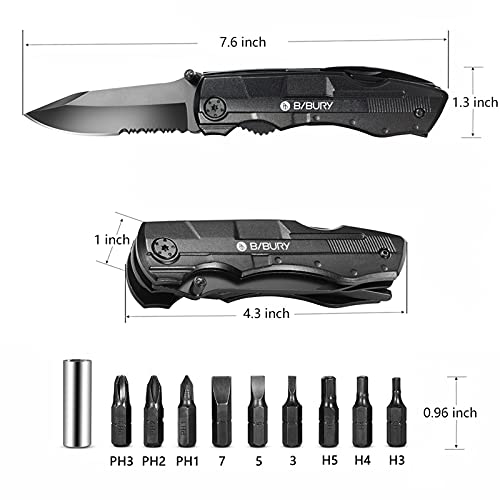 BIBURY 5-in-1 multifunctioneel mes, opvouwbaar multitool zakmes ...
