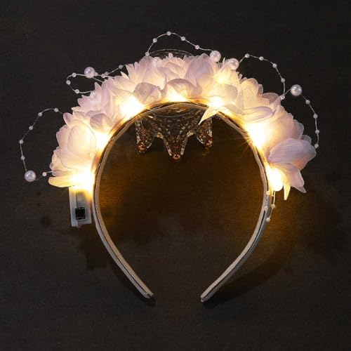 Amazon.com : 7 Pcs LED Flower Crown Headband, Light Up Flower Headbands ...