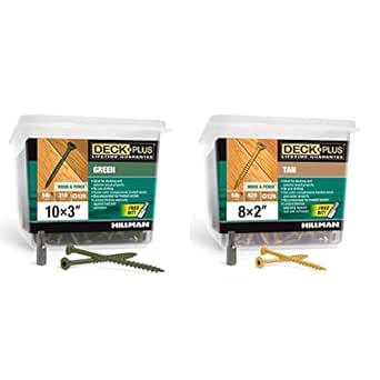 Deck Plus Deck Screws, #10 x 3" Self Drilling Screws, Green, 5 lb Box ...