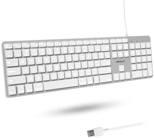 Amazon.com: Macally Wired Keyboard for Mac with USB Hub (2X USB-A / 1x ...
