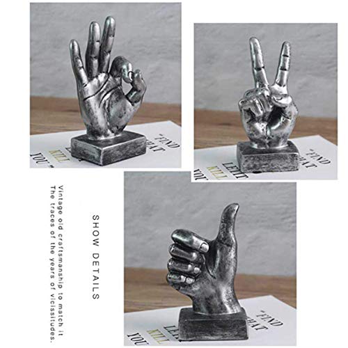 LEPENDOR Silver Polyresin Hand Gesture Desk Statues Finger Sculpture ...