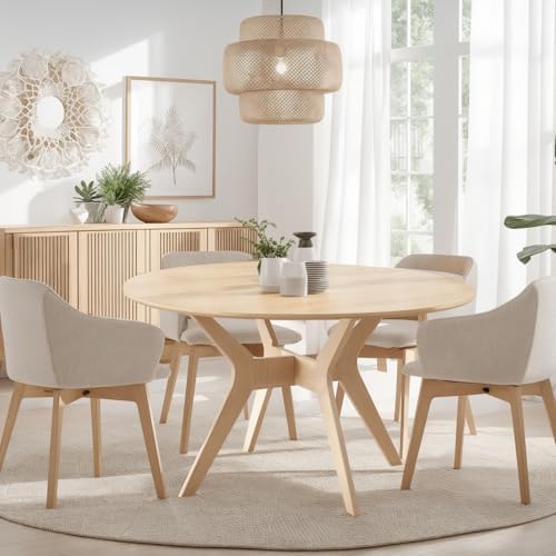 Amazon.com - LOPEZSOGNO 47" Modern Wood Round Dining Table with Solid ...