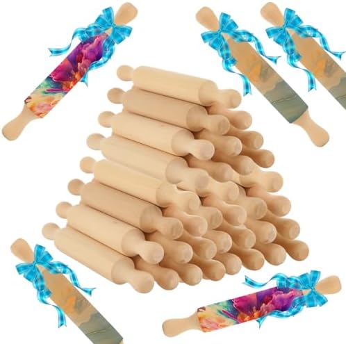Amazon.com: WOPPLXY 50 Pcs Mini Rolling Pin, 5.5 Inches Wooden Rolling ...