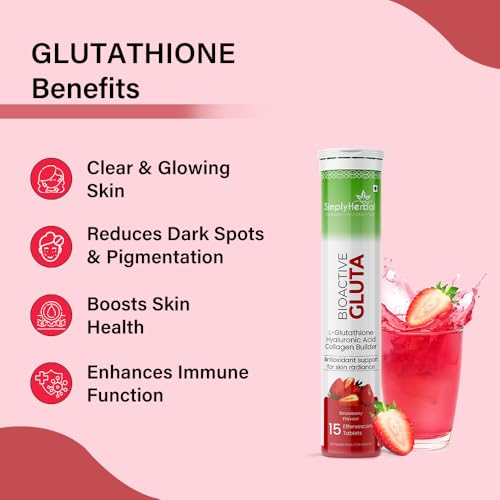 Simply Herbal Bioactive Gluta, Strawberry Flavoured Effervescent ...