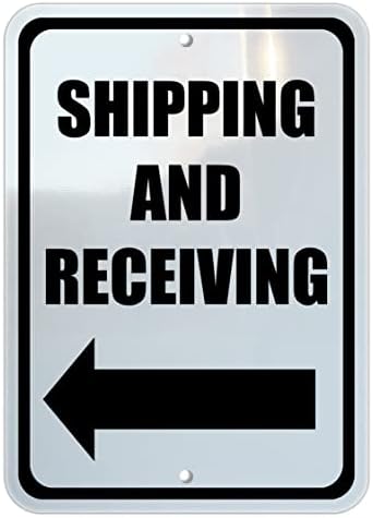 Amazon.com: Shipping and Receiving Sign, Left Arrow Directional, Black ...
