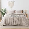 Amazon.com: Andency Oatmeal Comforter Set Queen, 3 Pieces Boho Tassel ...