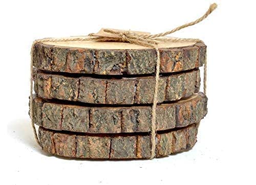 Wood Log with DIY Crafts with Natural Tree Bark Border Round Coaster ...