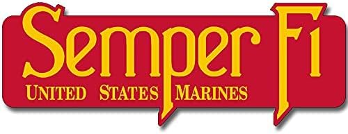 Amazon.com - Red and Yellow Semper Fi Shaped Bumper Sticker, United ...