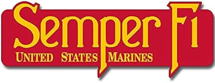 Amazon.com - Red and Yellow Semper Fi Shaped Bumper Sticker, United ...