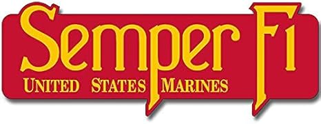 Amazon.com - Red and Yellow Semper Fi Shaped Bumper Sticker, United ...