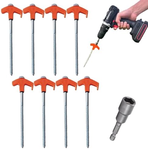 Amazon.com : 8 Screw in Tent Stakes, Hex Pegs Drillable Tent Stakes ...