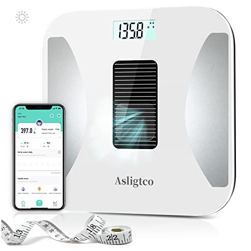 Asligtco Scale for Body Weight Battery-Free Solar Digital Bathroom ...