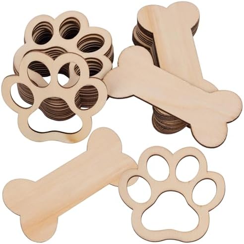 Amazon.com: AUEAR, 30 Pack Wooden Dog Bones Small Unfinished Wood Dog ...