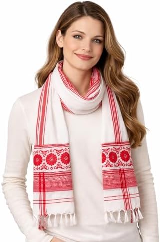 Traditional Red & White Cotton Gamosa Gamcha for Men & Women | Assamese ...