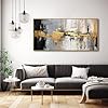 Amazon.com: Phahey Abstract Wall Art Black and White Modern Artwork Golden Yellow Line Art ...