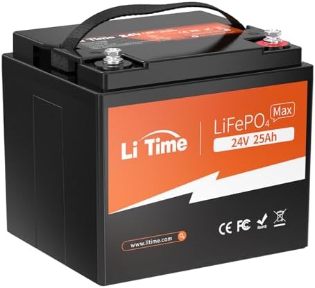Amazon.com: LiTime 24V 25Ah LiFePO4 Deep Cycle Lithium Battery, Built ...