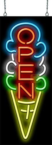 Amazon.com: Large Open Ice Cream Cone Yogurt Signs Led Neon Business ...