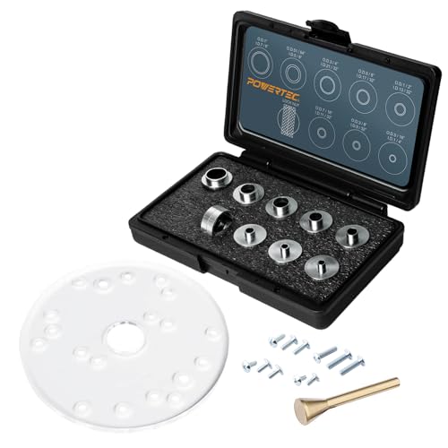 Snapklik.com : POWERTEC Dia 6-1/2 Router Base Plate & 10Pcs 5/16 To 1 ...