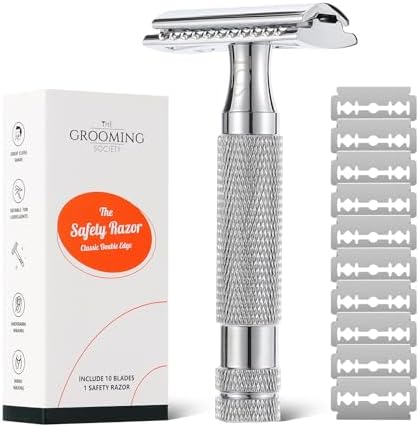 Amazon.com: THE GROOMING SOCIETY Men's Double Edge Safety Razor with ...