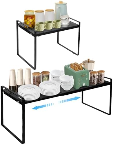 Expandable Cabinet Countertop Shelves, Kitchen Spice Rack Pantry Shelf ...