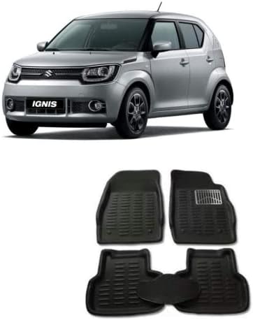Arneja 3D/4D Car Floor Foot mats for Maruti Suzuki Ignis, PVC Material, Color: Black, Waterproof ...