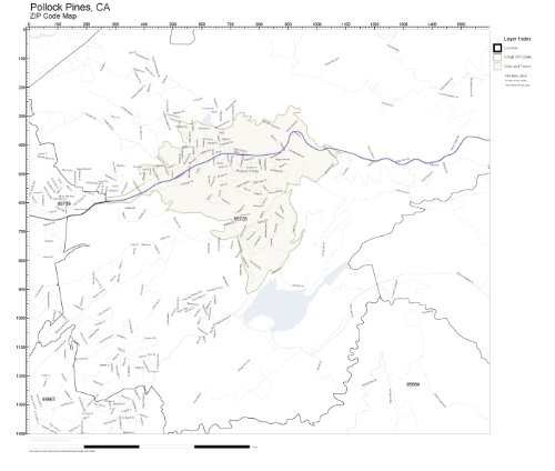 Amazon.com : ZIP Code Wall Map of Pollock Pines, CA ZIP Code Map ...