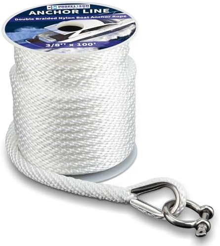 PropelTech Anchor Rope Braided Anchor Line(White, 3/8" x 100') Premium ...