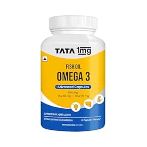 TATA 1MG Fish Oil Capsules with EPA (180mg) & DHA(120mg) for Hearth and ...