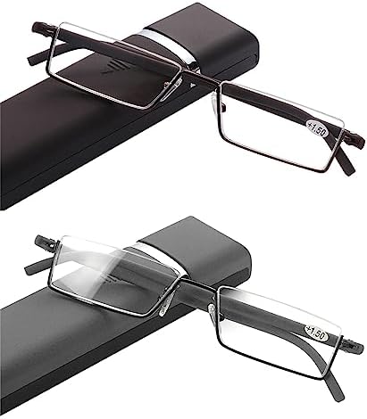 Amazon.com: KoKoBin Half Reading Glasses - 2 Pairs Half Rim Metal Frame Glasses Spring Hinge ...