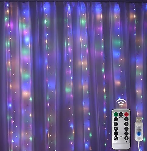 Amazon.com: AKT LIGHTING 300 LED Curtain Light for Bedroom, USB Plug in ...