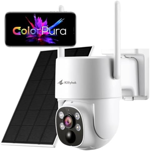 Amazon.com: Kittyhok 【ColorPura】 PTZ Solar Security Camera Outdoor ...