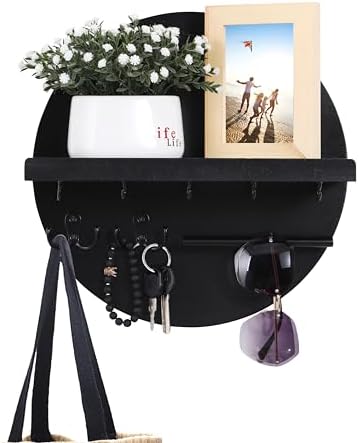 Amazon.com: Key Holder for Wall Decorative with Shelf and Hooks, Unique ...