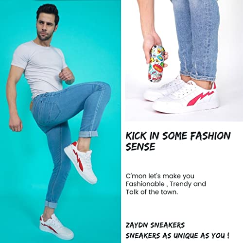 Buy Zaydn Sneakers for Men (White, RED_6) at Amazon.in