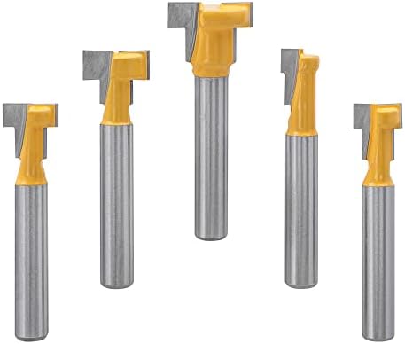 Bestgle 5 Pcs T Slot Router Bits 1/4 Inch Round Shank Keyhole Router ...