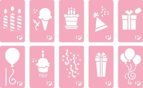 Pebbles Inc. Chalk Stencils (3 X 5 Inches) 10 Per Metal Tin - Birthday ...