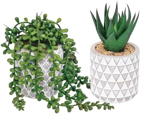 Amazon.com: Winlyn 3 Pcs Small Faux Potted Plants Artificial Aloe Hops ...