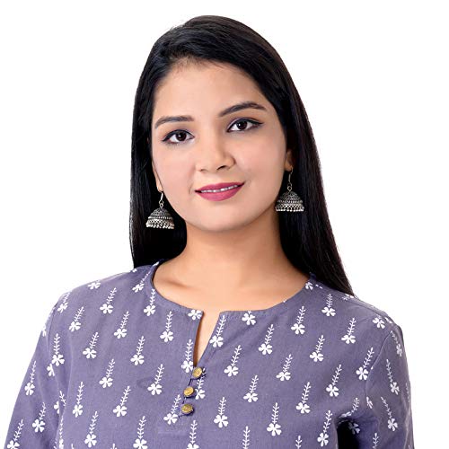 Buy Trendy Kapda Women Printed Knee Length Cotton Straight kurti/Kurta ...