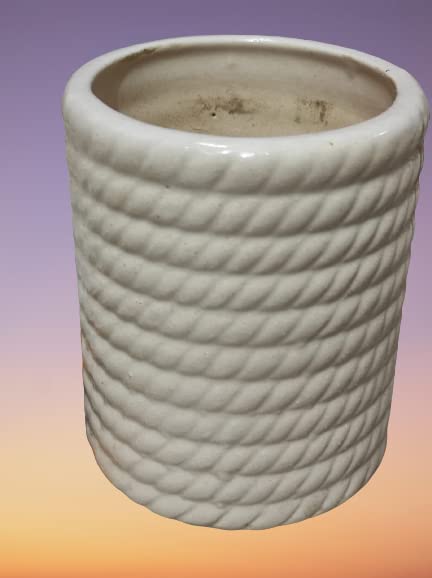 Brotherhood Traders Ceramic Beautiful Rassi Shape White Planter Enhance ...