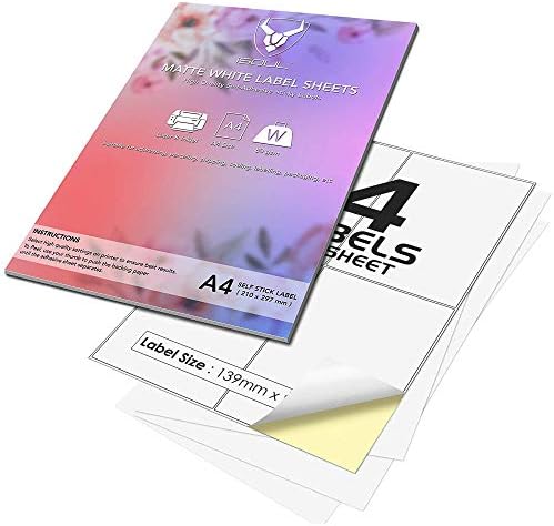 2 Labels Per A4 Sheet, 100 Sheets 200 Sticky Label, Printable Sticker ...