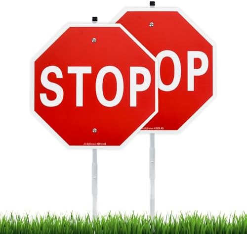 AzReference Stop Sign with Stake (2 Pack) - 12 x 12 Inches Street Road ...
