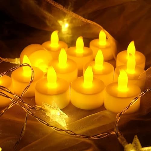 24 Pack Tea Lights, Realistic Battery Operated Flameless Led Tea Light ...