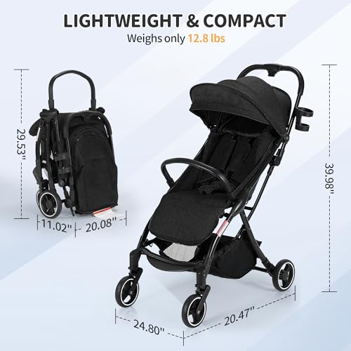 2-in-1 Convertible Infant Stroller with Bassinet Mode, Black
