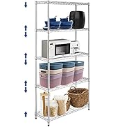 Amazon.com: 5 Tier Wire Shelving Rack with Wheels, 5 Tier Chrome ...