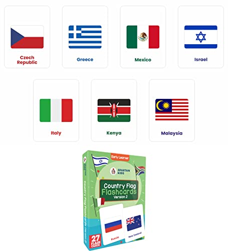 SPARTAN KIDS World Country Flags (Version 2) Flash Cards for Kids | 27 ...