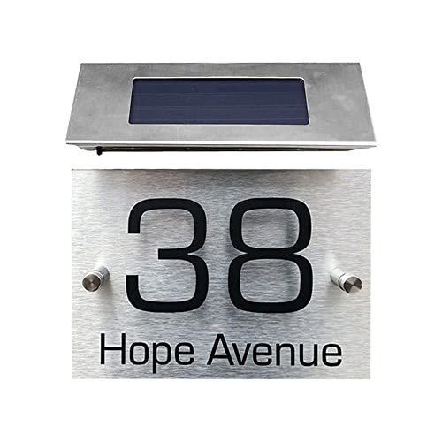 House NumberSolar Powered Door Plate Number Light Stainless Steel LED ...