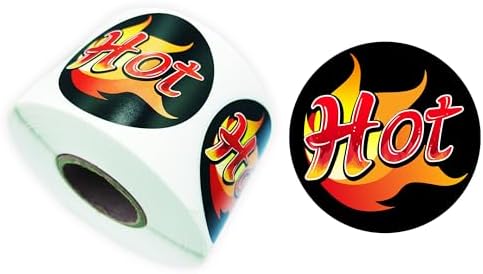 Amazon.com : Black Red Hot Stickers Labels, 1.5 Inch (3.81cm) Flame ...