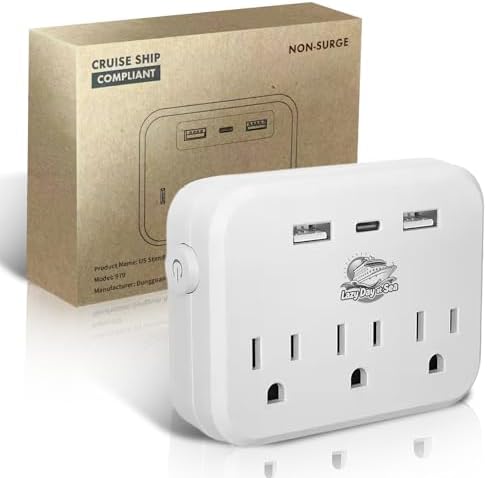 Amazon.com : Cruise Ship Compliant Non-Surge Power Strip (6-in-1 ...