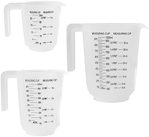 Plastic Lightweight Kitchen Measuring Jug Set of 3, Sturdy Hardwearing ...
