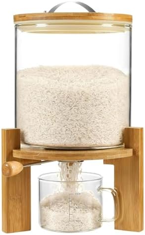 Amazon.com: Belle Parc Glass Rice Dispenser 10 lbs, with Airtight Lid ...